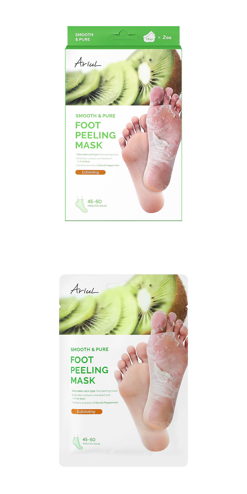 ARIUL Smooth&Pure Foot Peeling Mask Kiwi 2ea