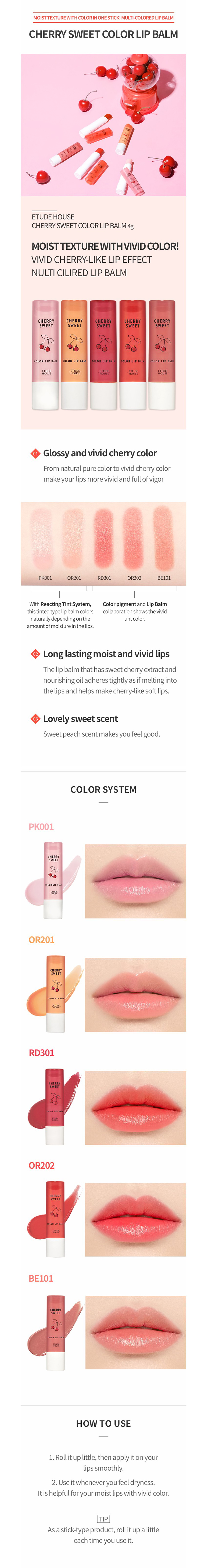 Etude House Cherry Sweet Color Lip Balm 4g