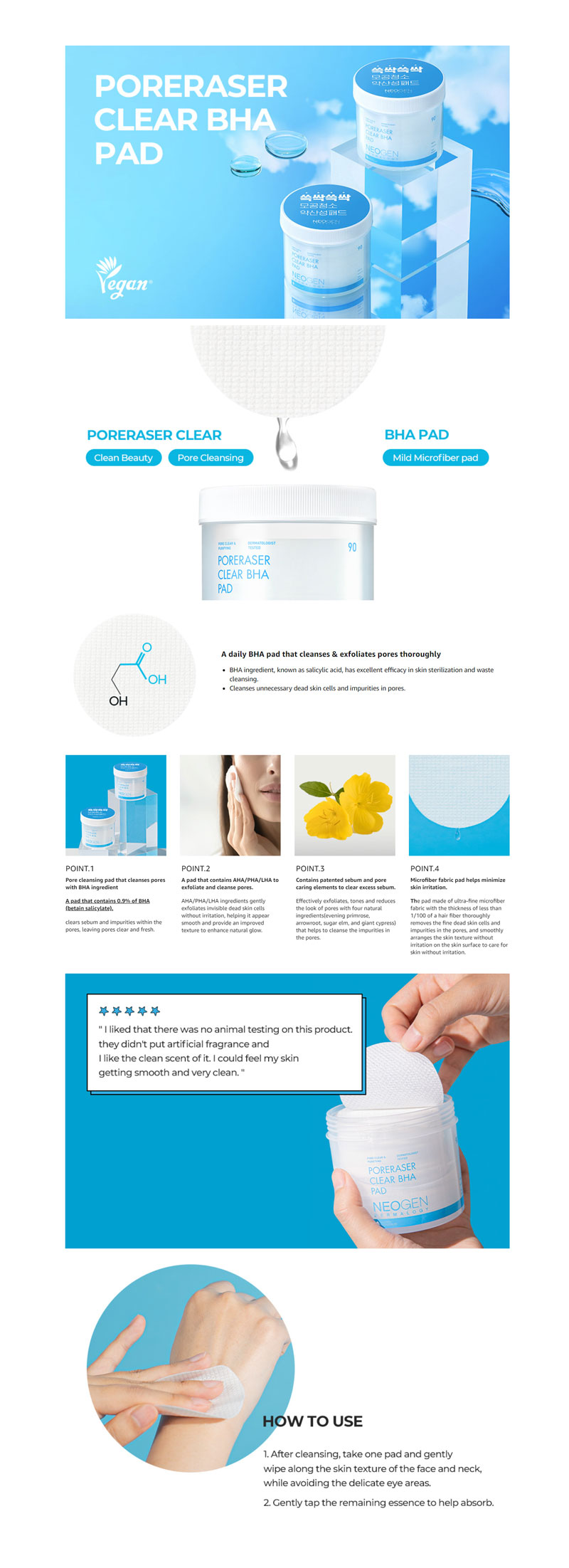 NEOGEN Dermalogy Poreraser Clear BHA Pad 160ml 90 PADS