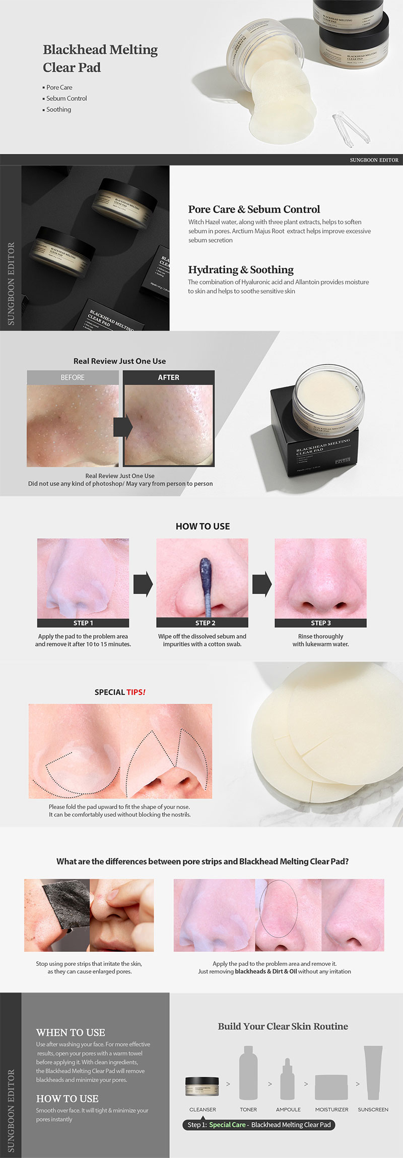 SUNGBOON EDITOR Blackhead Melting Clear Pad 65g(30pcs)