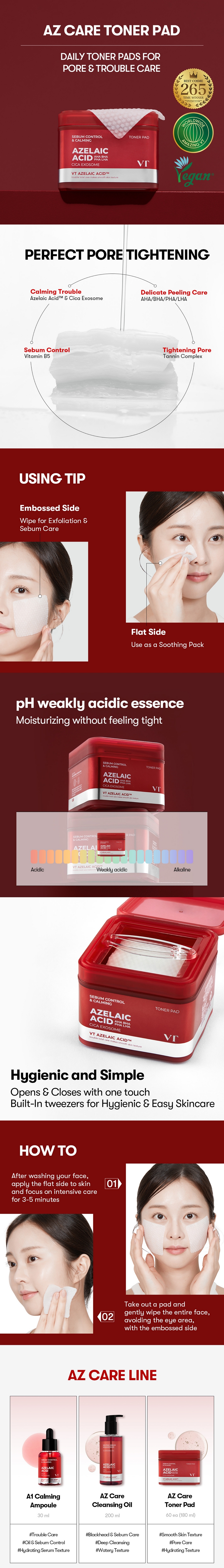 VT AZ CARE TONER PAD 60ea